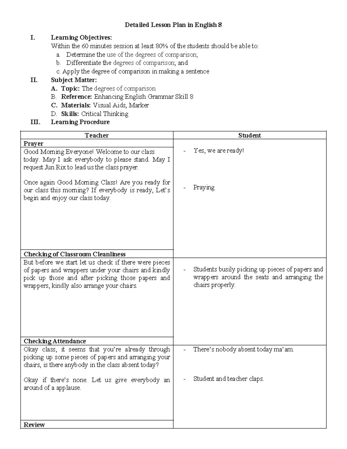 Detailed Lesson Plan in English 7 adj - Detailed Lesson Plan in English ...