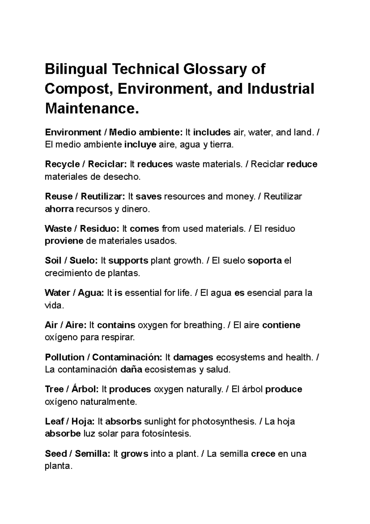 Bilingual Technical Glossary: Compost & Industrial Maintenance (Turno ...