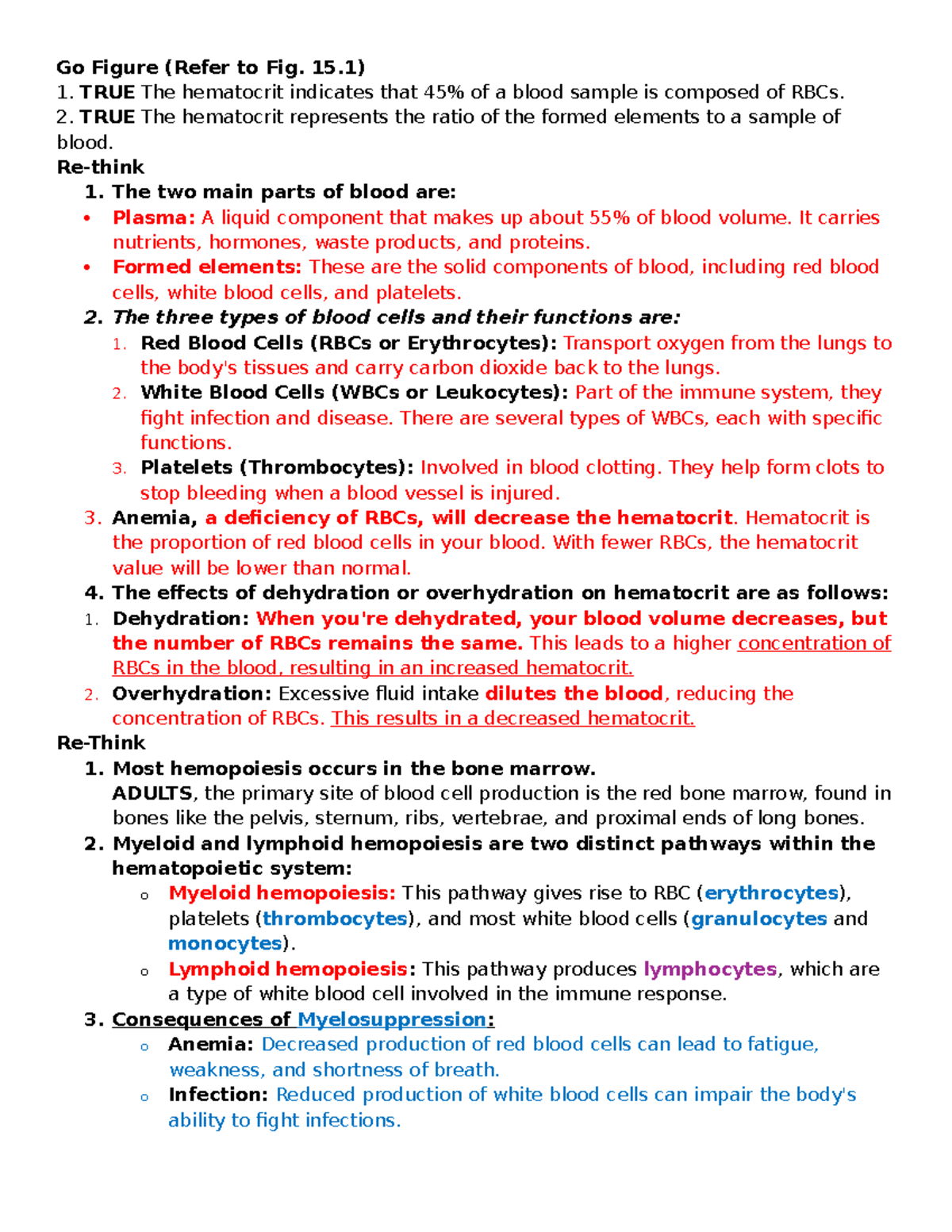 Health Science U6: Blood Composition, Functions, and Hematopoiesis ...