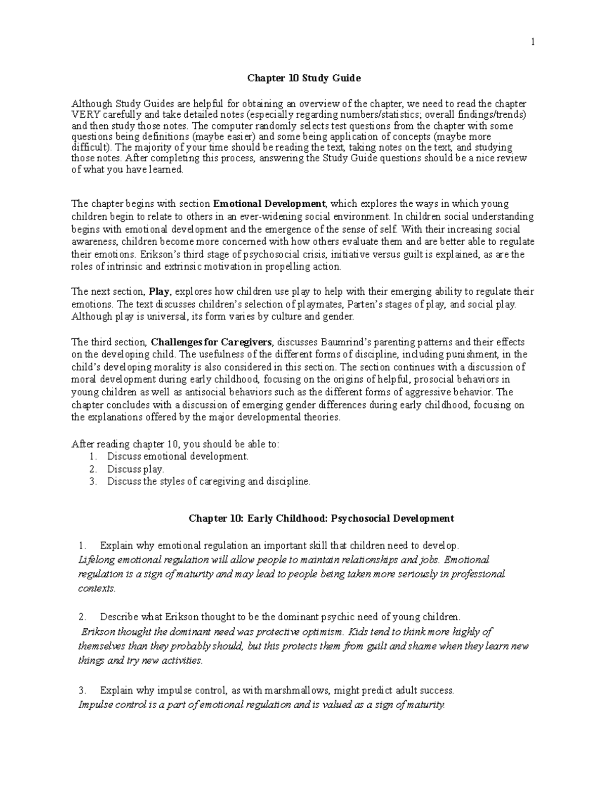 Chapter 10 Study Guide - Chapter 10 Study Guide Although Study Guides ...