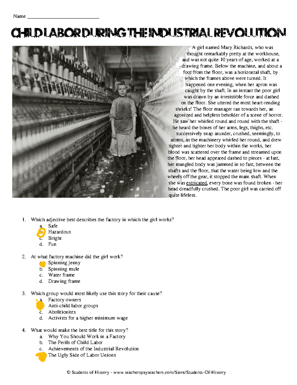 Child Labor During the Industrial Revolution - A Graphic Account - Studocu