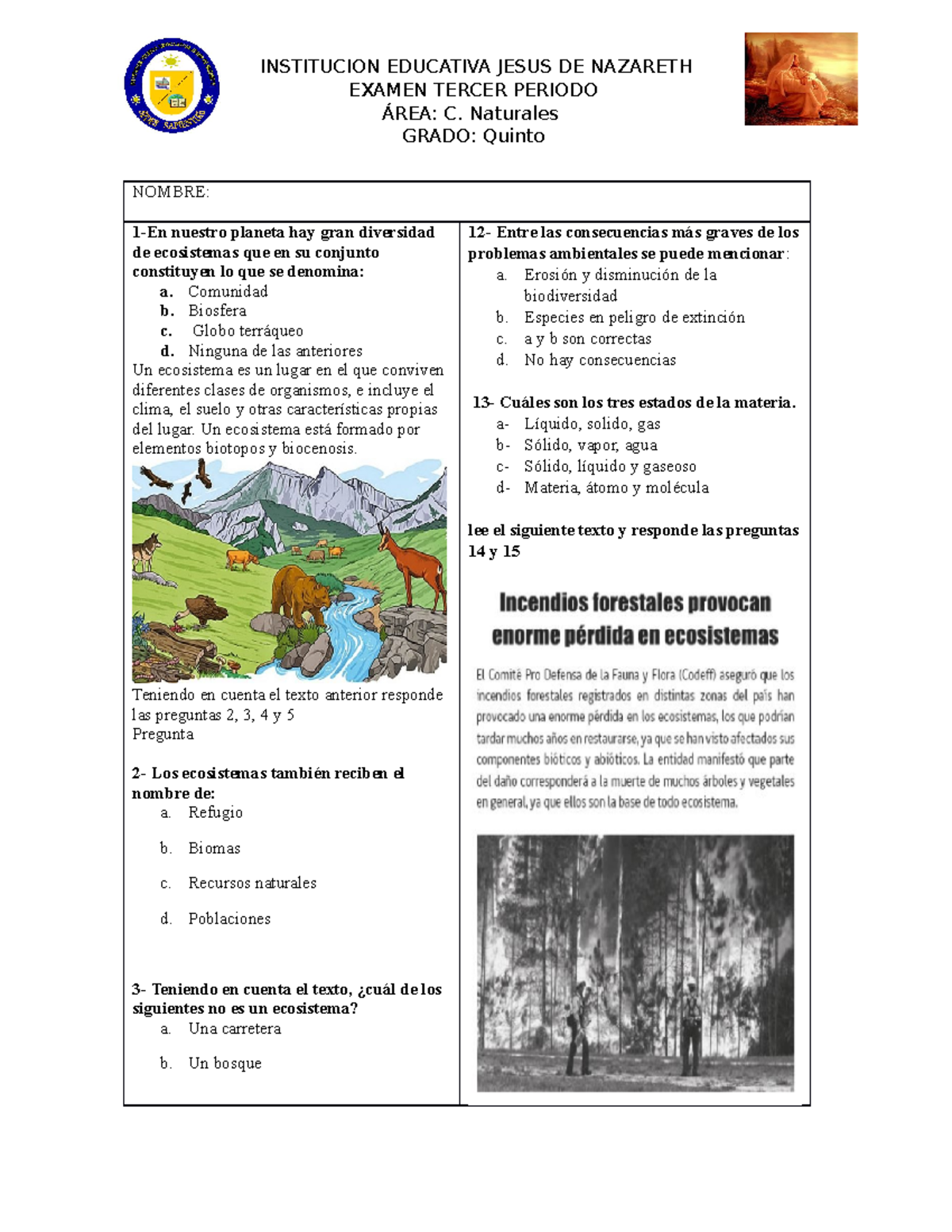 Lecciones Sobre Ecosistemas Para Quinto Grado