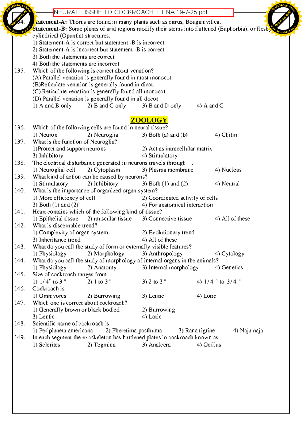 Neural Tissue and Cockroach Anatomy: LT NA Study Guide - Studocu
