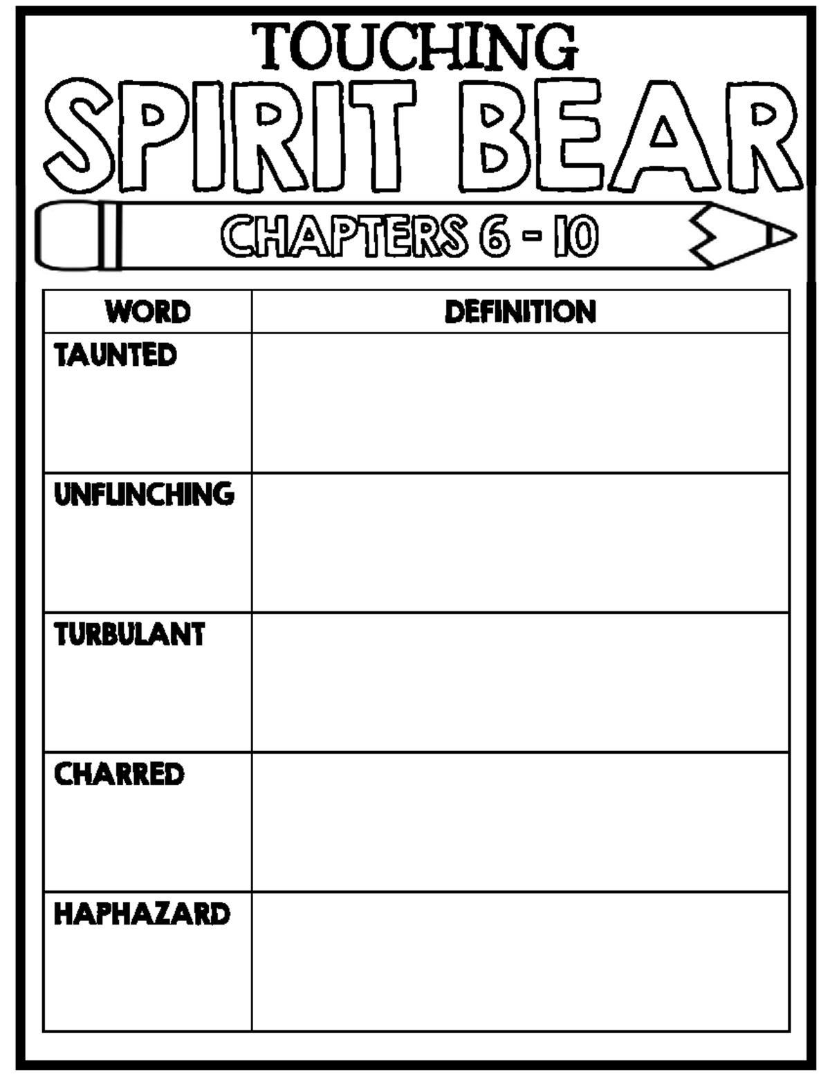 Vocab- 2022/2023 - TOUCHING SPIR D RIT BEAR CHAPTERS 6 0 10 D WORD ...