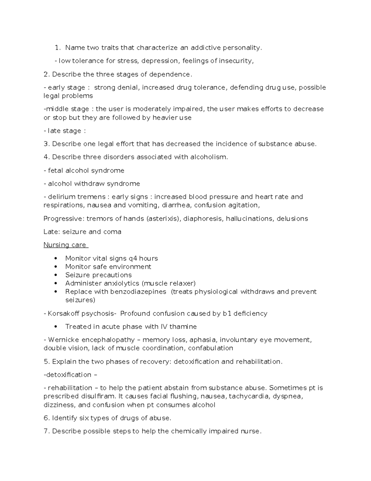 Mental Health & Substance Abuse: Key Concepts and Nursing Care Notes ...