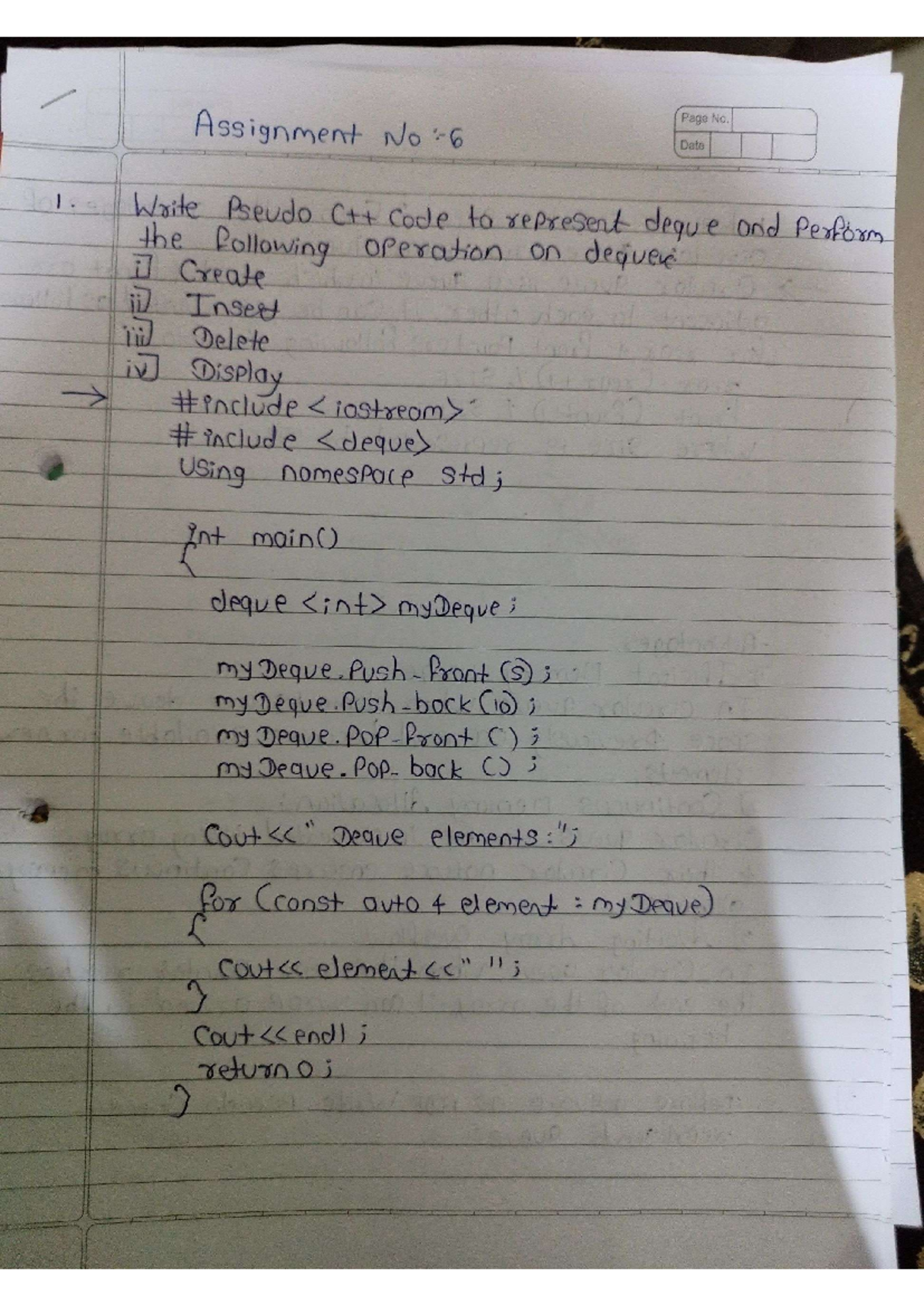 Data Structures Assignment 6: Pseudo Code & Queue Operations - Studocu