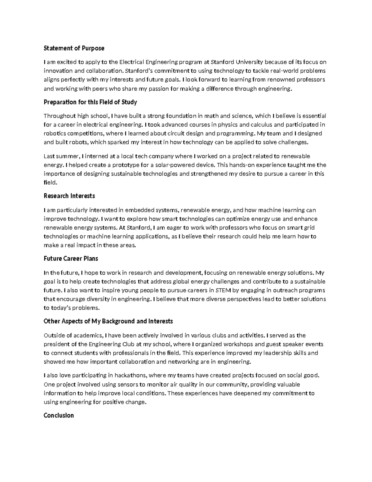 Statement of Purpose - Stanford’s commitment to using technology to ...