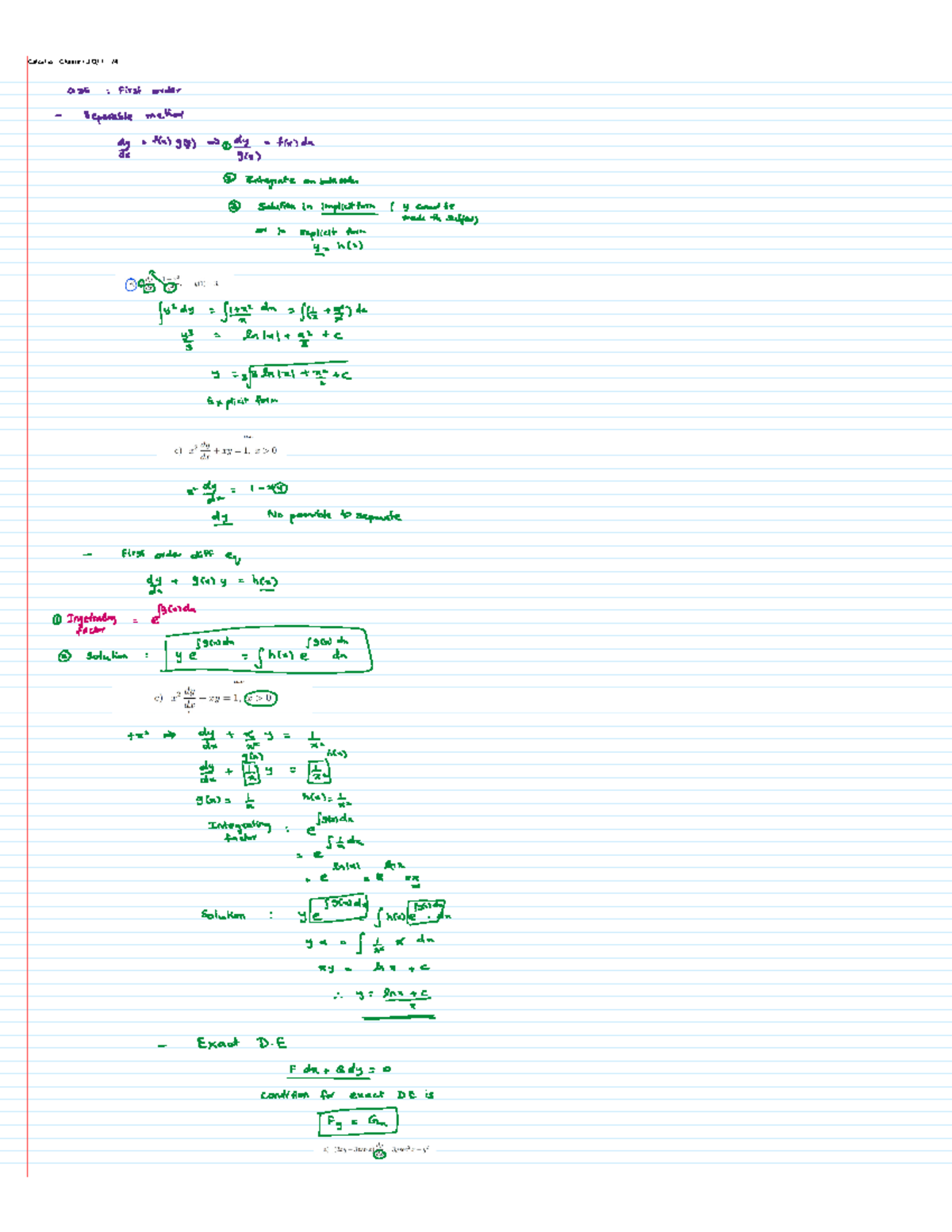 Calculus C3 Q11-24: ODE First Order Separable Methods & IVPs - Studocu