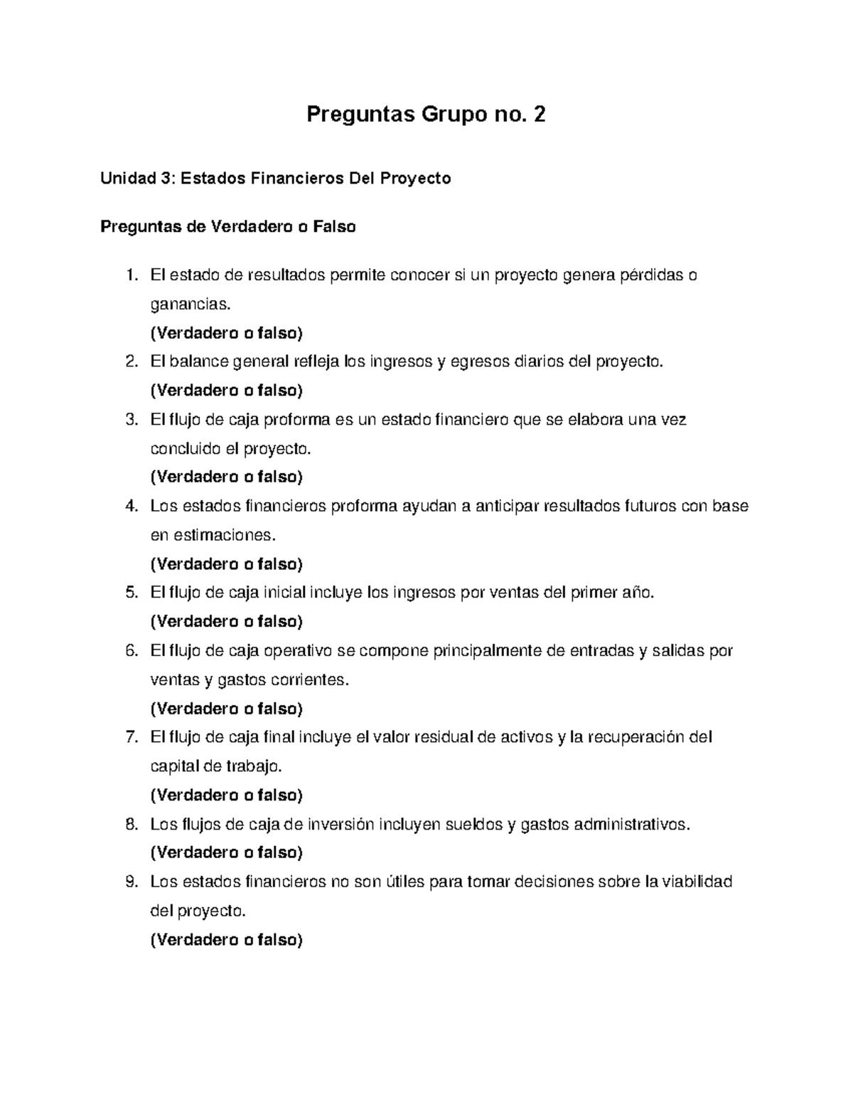 Preguntas de Verdadero o Falso y Selección Múltiple - Unidad 3: Estados ...
