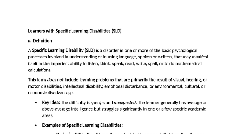 Understanding Specific Learning Disabilities (SLD) and Their Impact ...