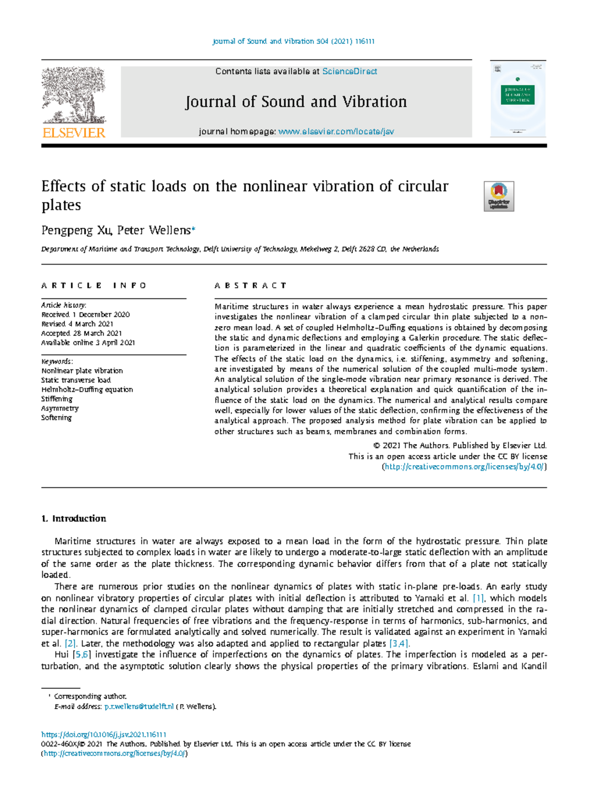 **Nonlinear Vibration Dynamics of Circular Plates Under Static Loads ...