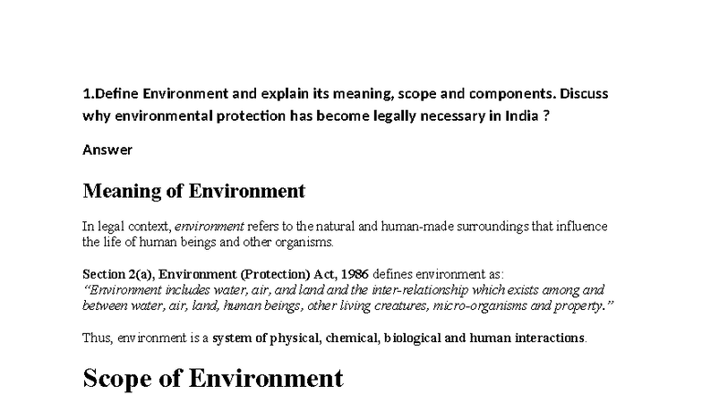 EVS 101: Environmental Law and Protection - Key Concepts and Case ...