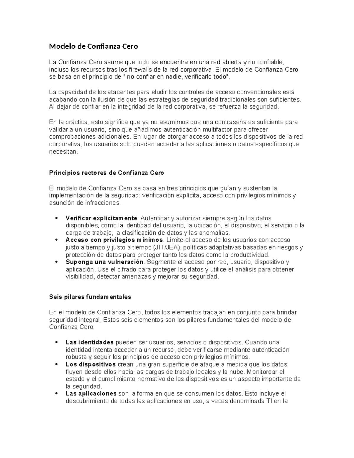 Modelo de Confianza Cero: Principios y Pilares de Seguridad - Studocu