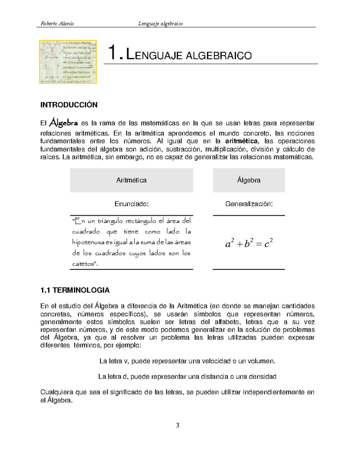 1 Lenguajealgebraico - GGG - 1. LENGUAJE ALGEBRAICO INTRODUCCIÓN El ¡lgebra es la rama de las ...
