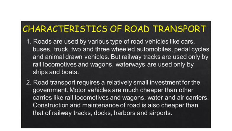 Characteristics of Road Transport and Modes of Transport Comparison ...
