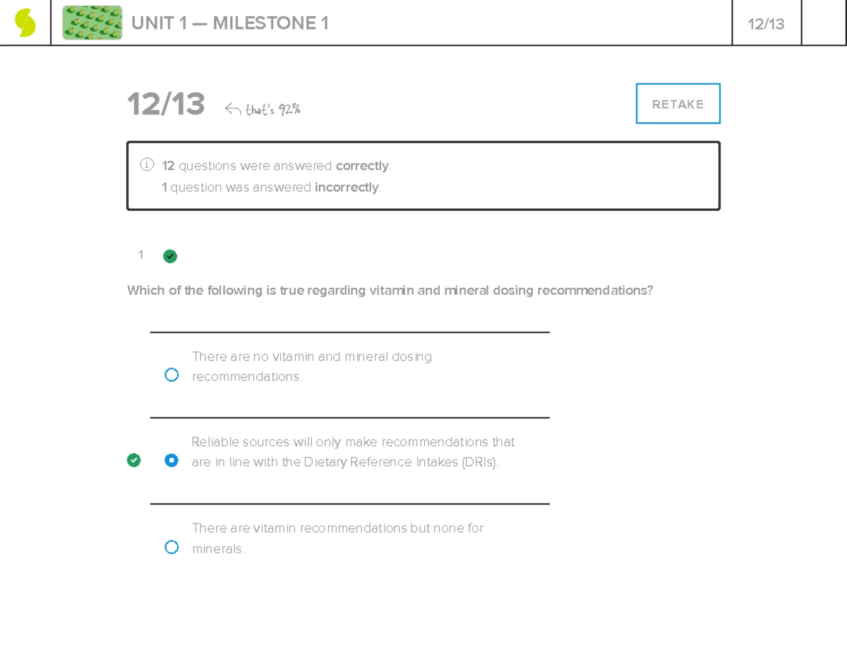 Fundamentals of Nutrition: Milestone 1 - 1 CONCEPT → Classes of ...
