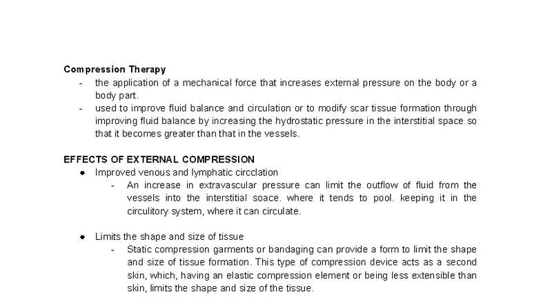 Compression Therapy: Mechanisms, Applications, and Effects - LECTURE ...