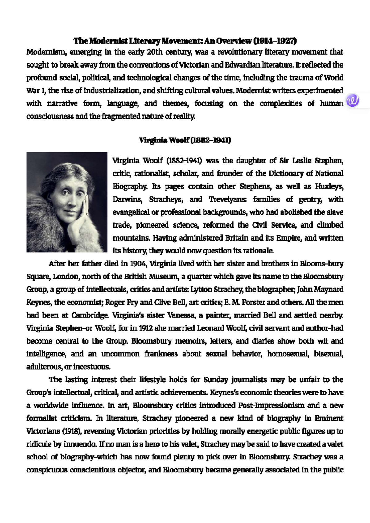 Literature Units 3 & 4: Modernism and Key Authors Overview - Studocu