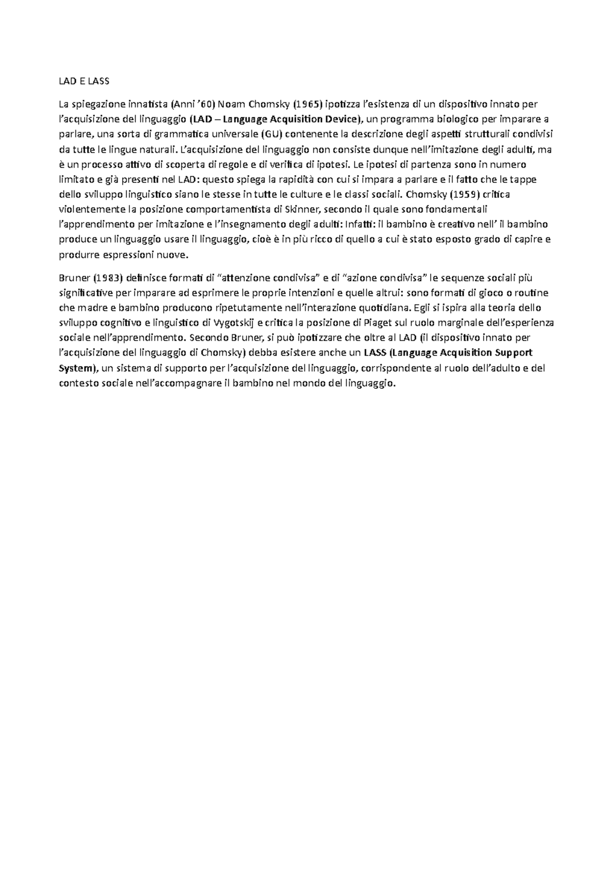 LAD E LASS - Differenza tra LAD – Language Acquisition Device e LASS ...