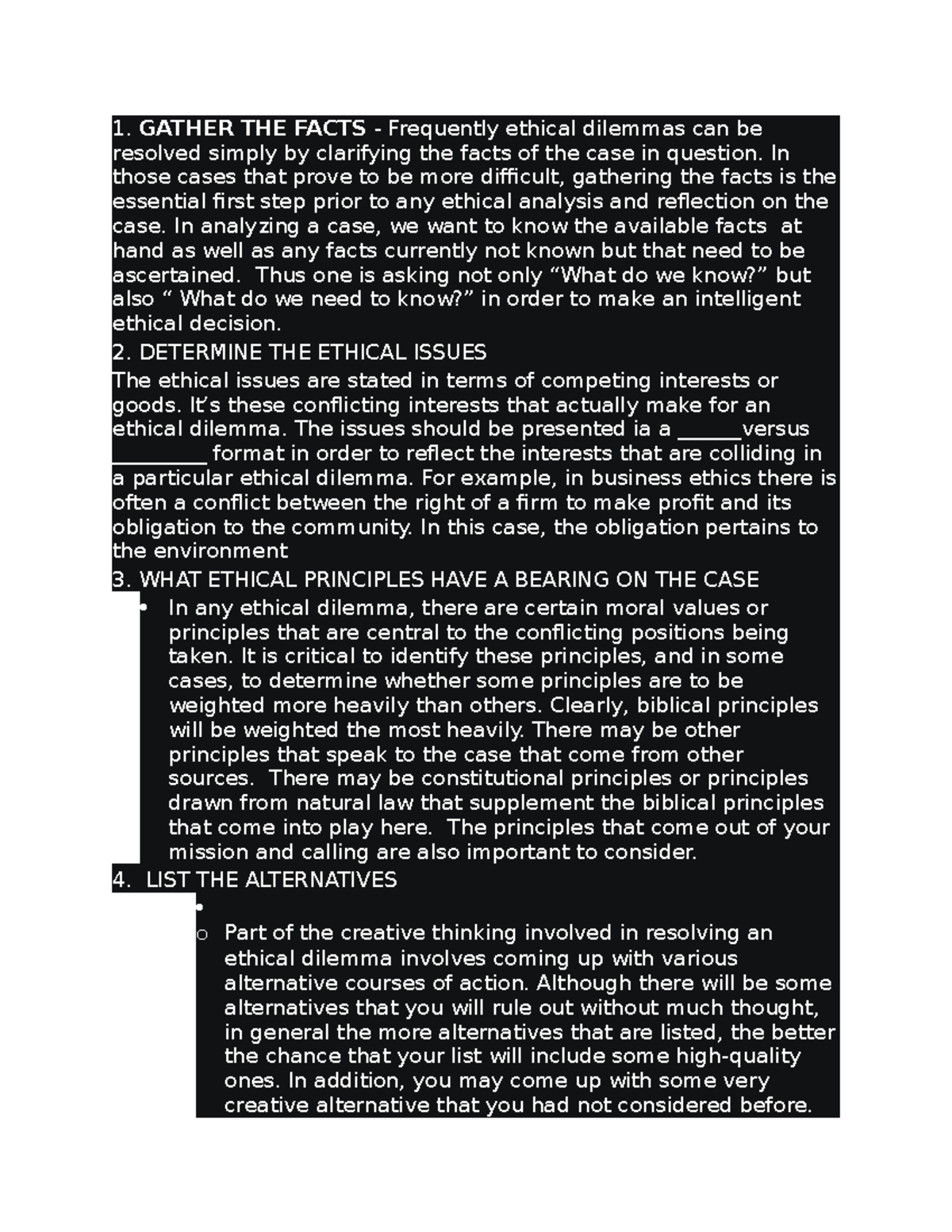 Ethics week 5 - GATHER THE FACTS - Frequently ethical dilemmas can be ...