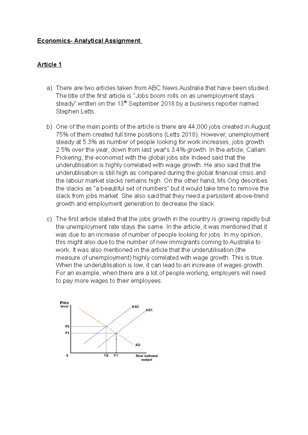 Economics answers for exams - Economics- Analytical Assignment Article ...