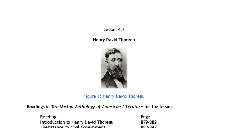 Lesson 4.7: Henry David Thoreau's Influence and Civil Disobedience ...