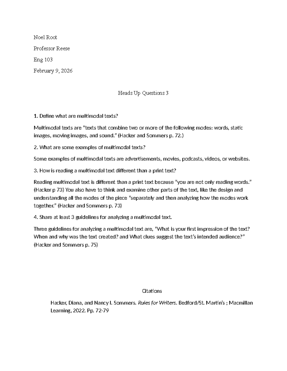 Eng 103 Final Exam: Multimodal Texts Heads Up Questions 3 - Studocu