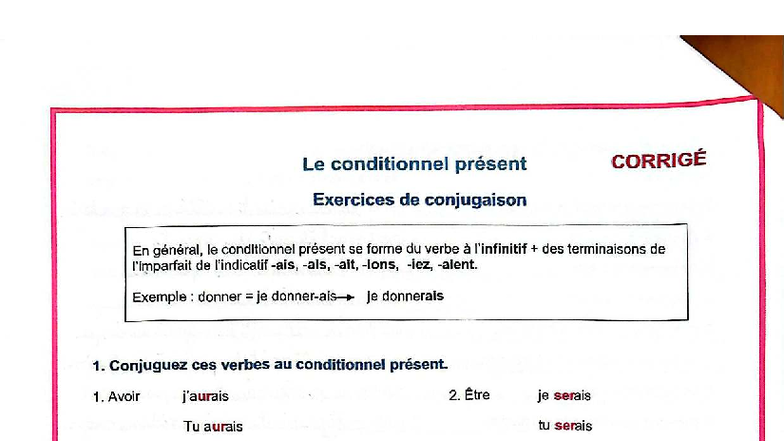 Exercices de Conjugaison au Conditionnel Présent - CORRIGE UQTR - Studocu