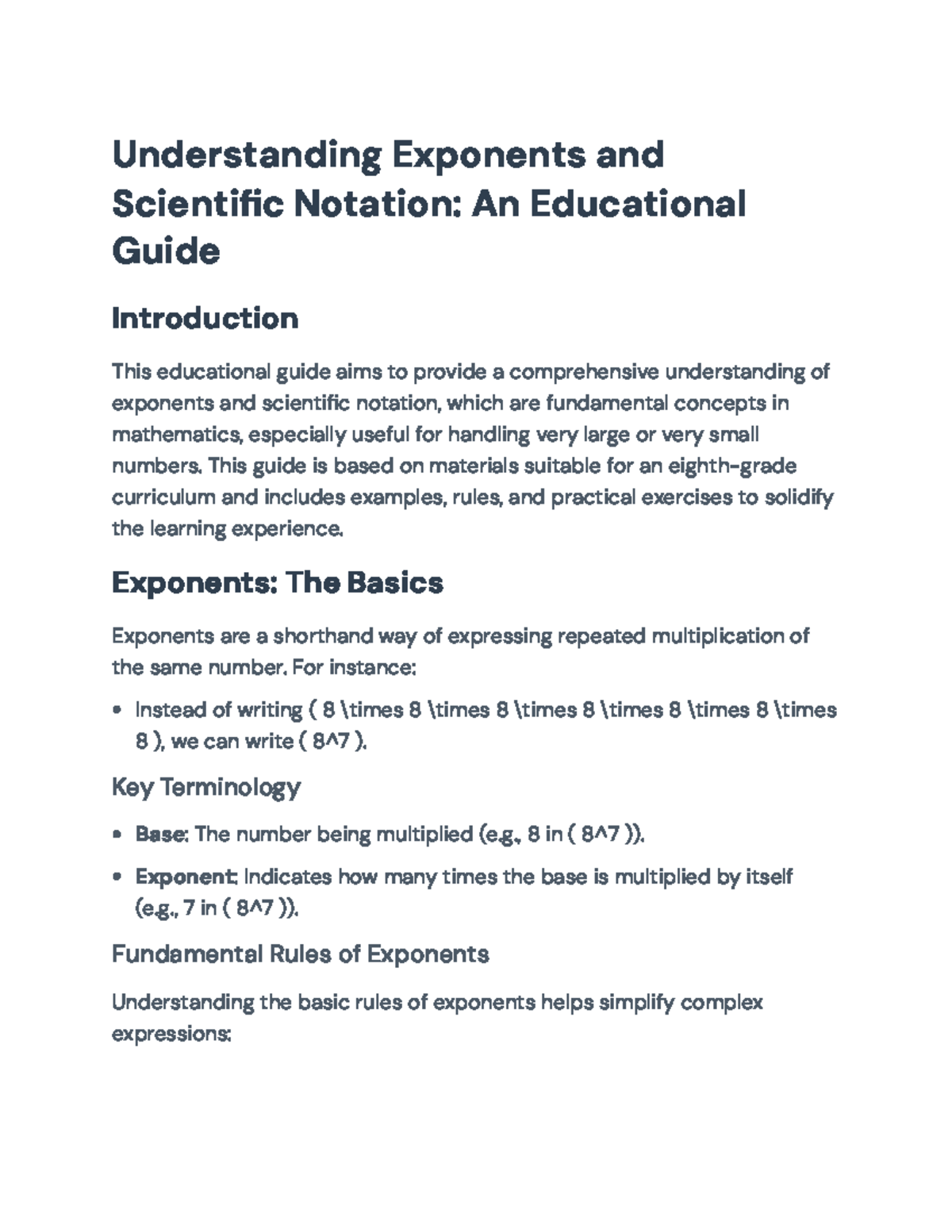 Understanding Exponents & Scientific Notation: An 8th Grade Guide ...