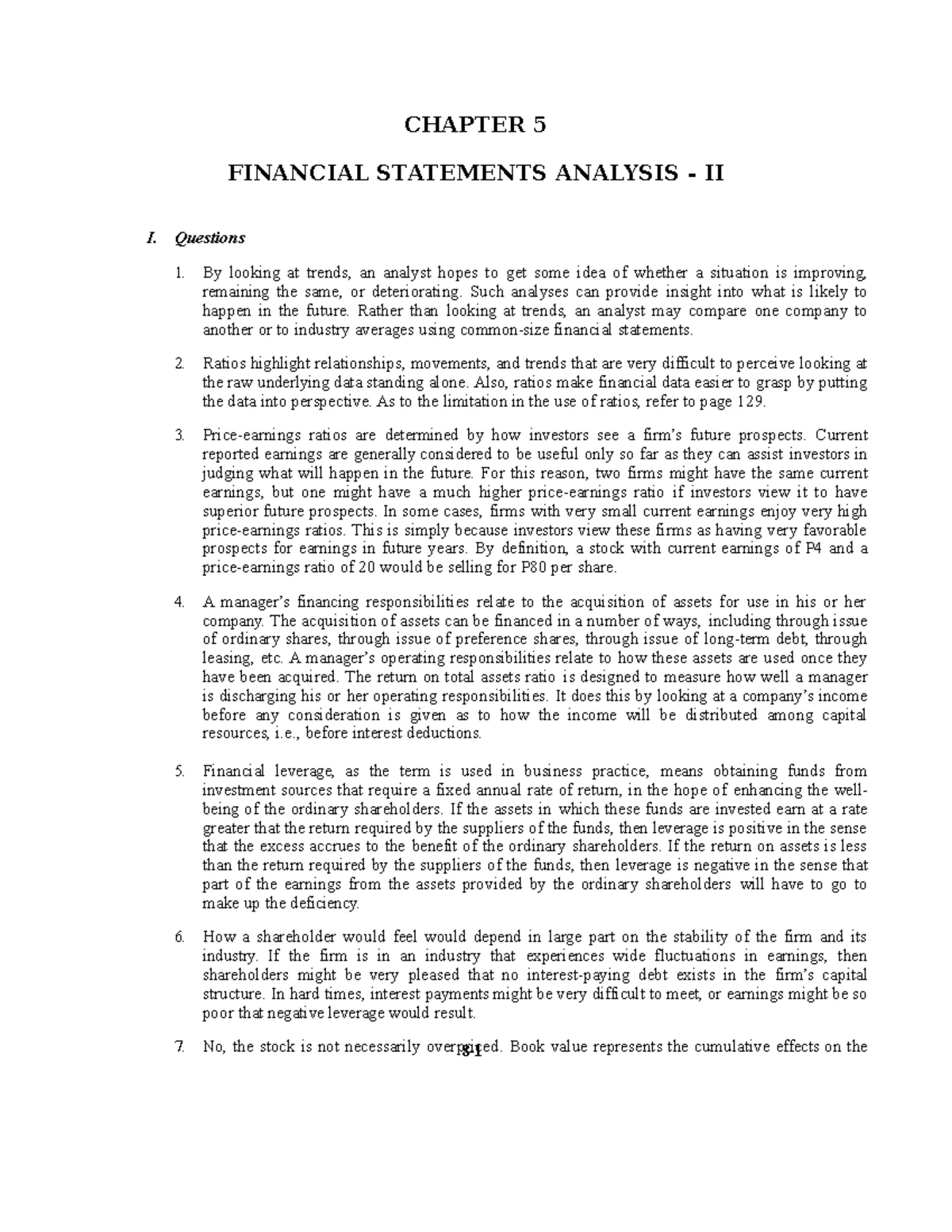 Chapter 5 Financial Statements Analysis - II part iii - 8- CHAPTER 5 ...
