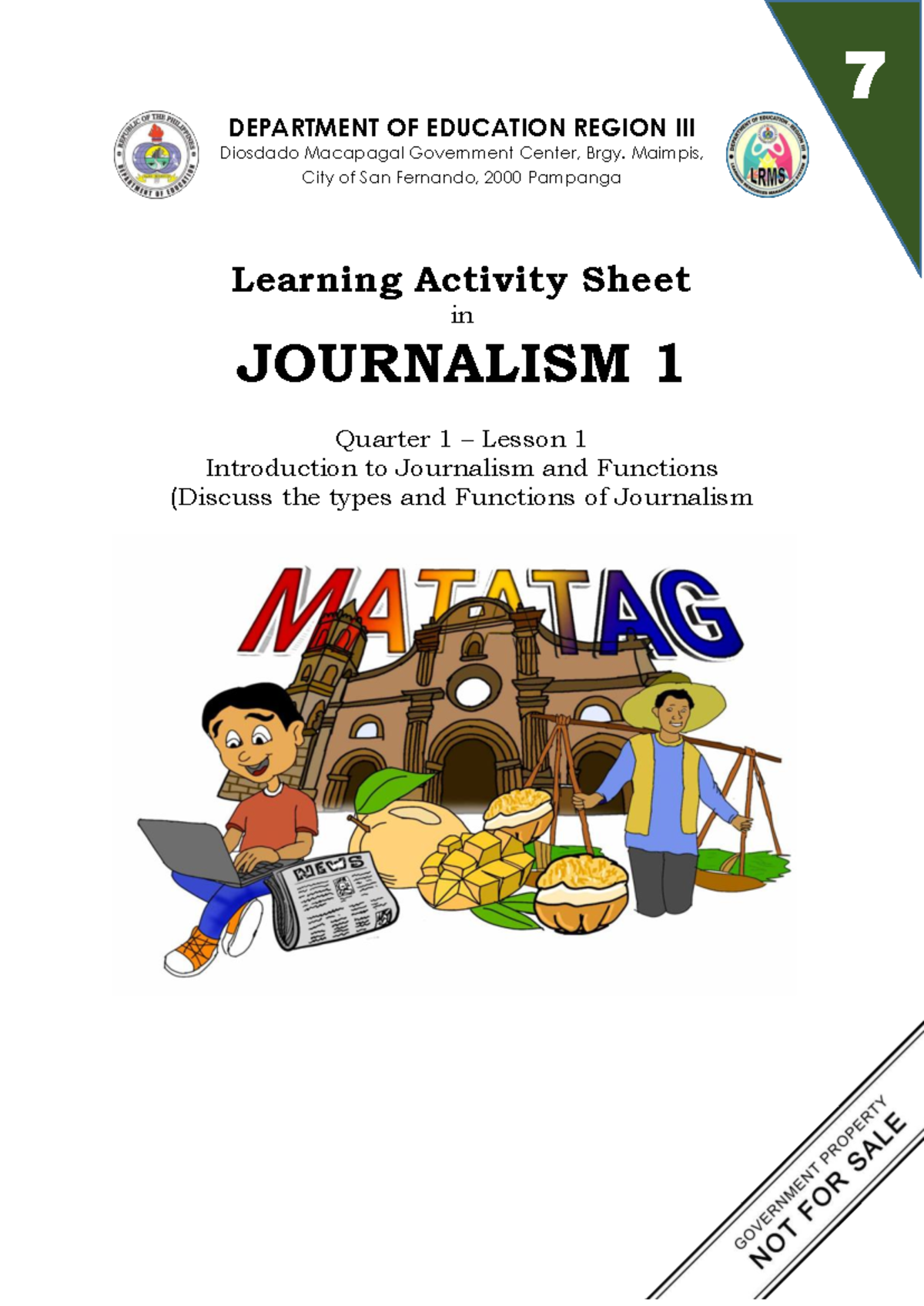SPJ 1 Q1 Lesson 1: Intro to Journalism & Its Functions - Studocu