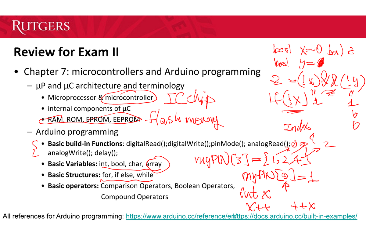 MAE361 Final Exam Review: Microcontrollers & Arduino Programming - Review for Exam II • Chapter ...
