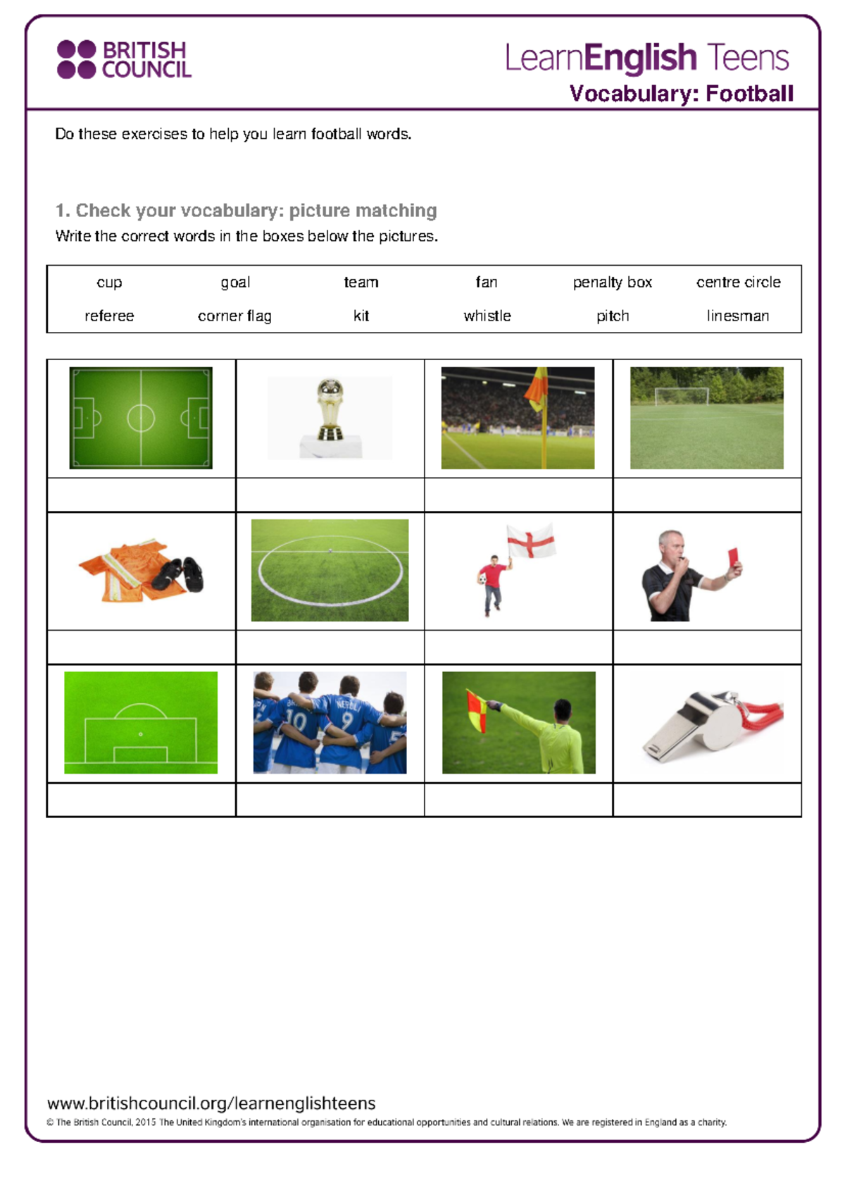 Football Vocabulary Exercises - Learn Key Terms Effectively - Studocu