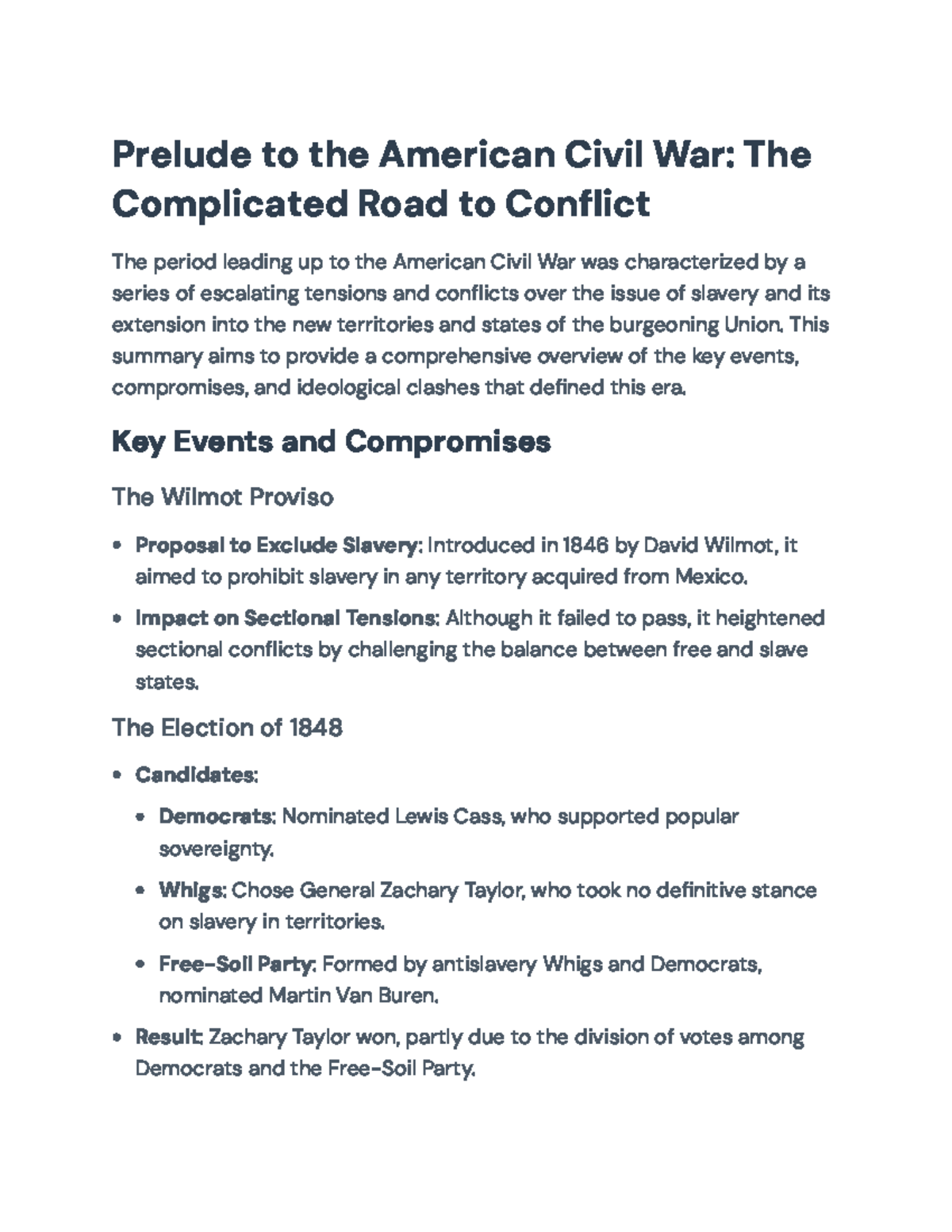 Prelude to the American Civil War: Key Events and Ideological Conflicts ...