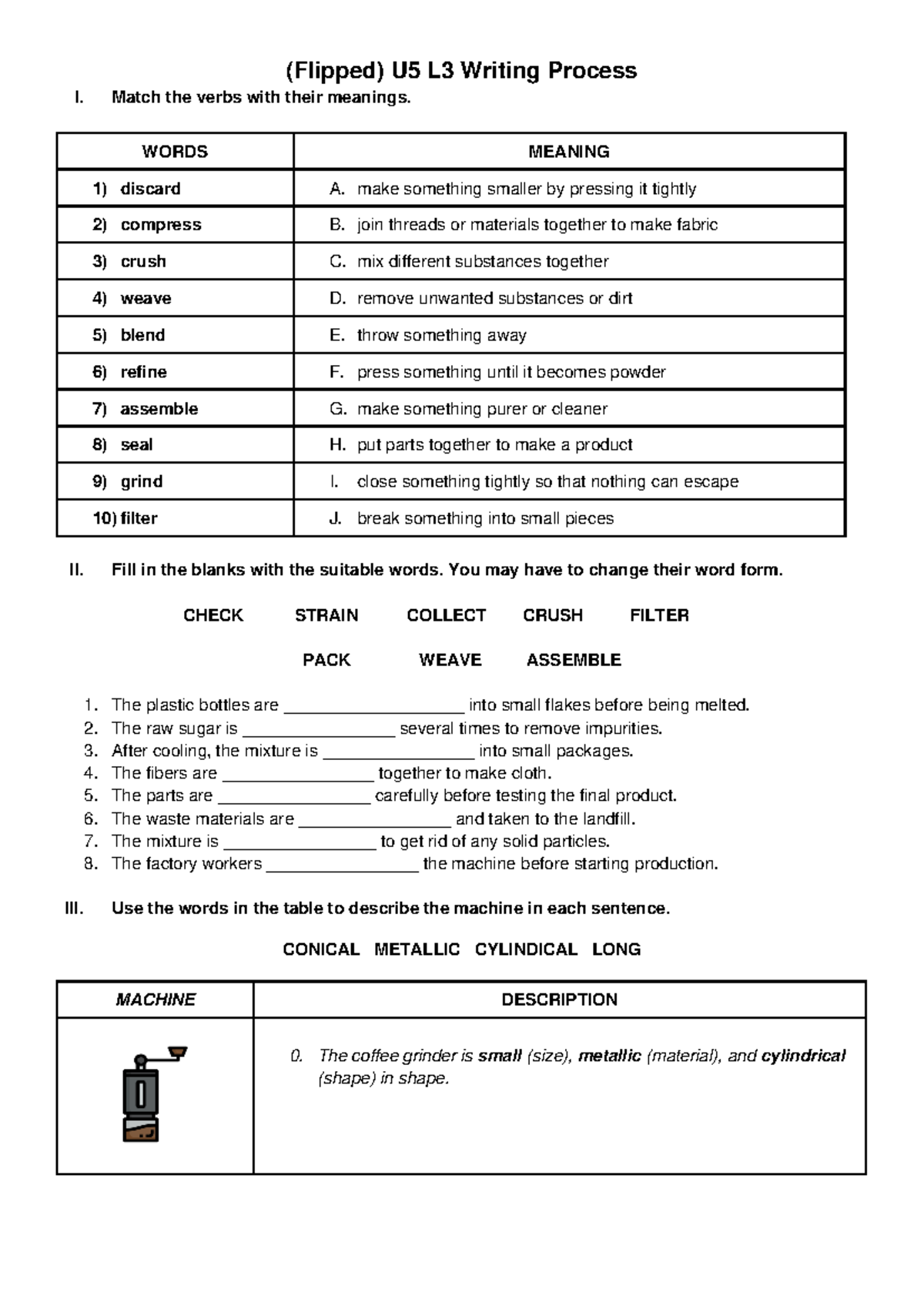 (Flipped) U5 L3 Writing Process: Verbs & Their Meanings - Studocu