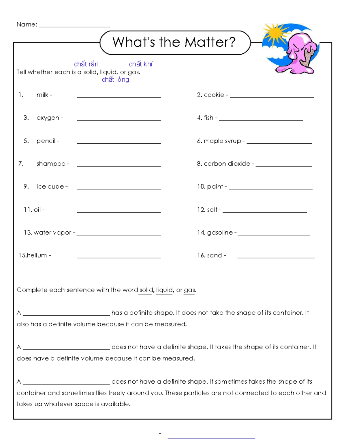 Matter: Identifying Solids, Liquids, and Gases - Studocu