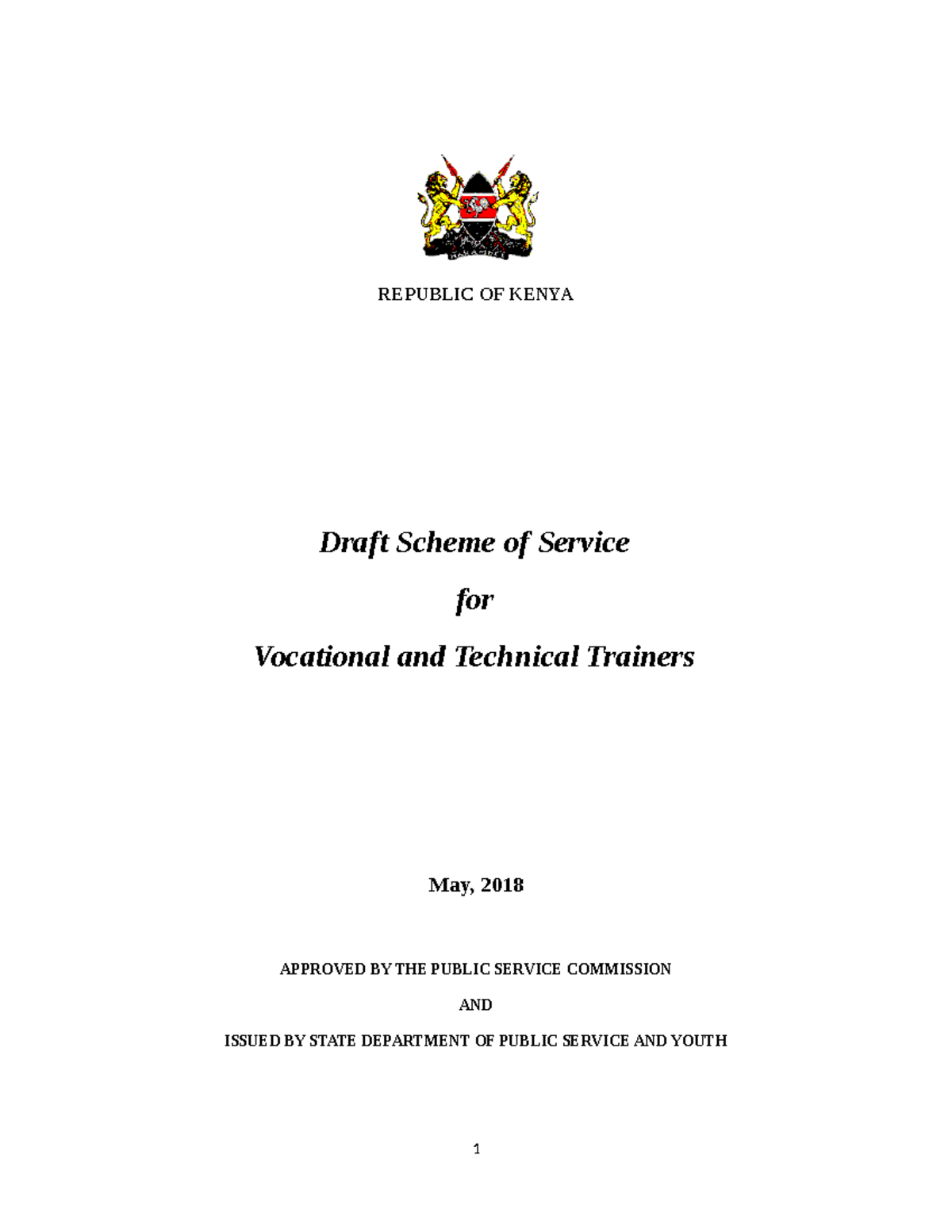 Draft Scheme of Service for Vocational and Technical Trainers (TVET ...