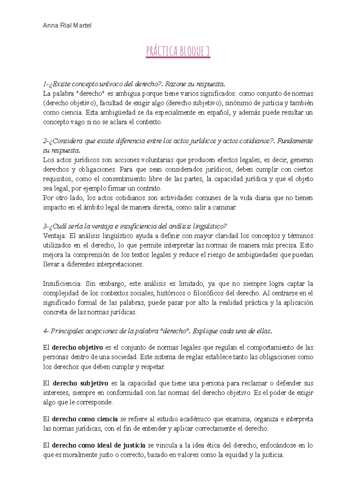 Anna Rial Martel PRÁCTICA BLOQUE 3: Conceptos Clave del Derecho - Studocu