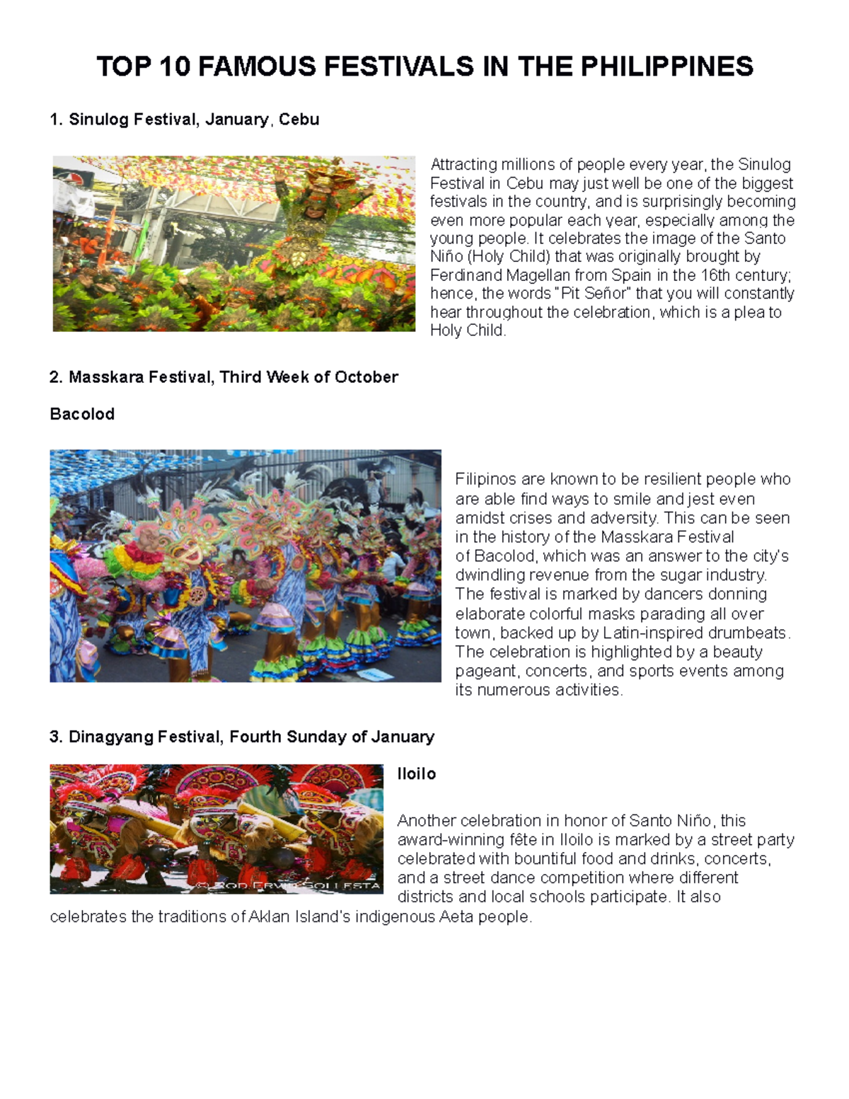 TOP 10 Famous Festivals IN THE Philippines - TOP 10 FAMOUS FESTIVALS IN THE PHILIPPINES 1 ...