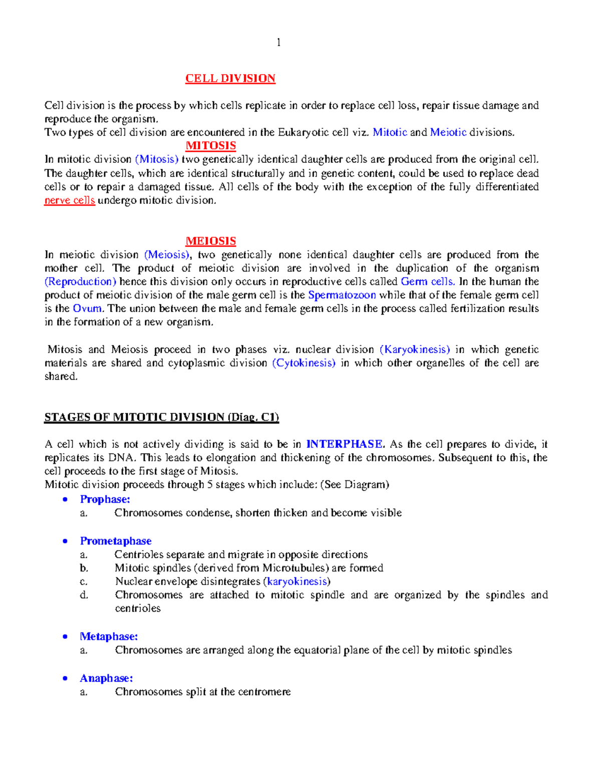 Grade 12 Life Sciences: Cell Division Notes & Explanation - Studocu