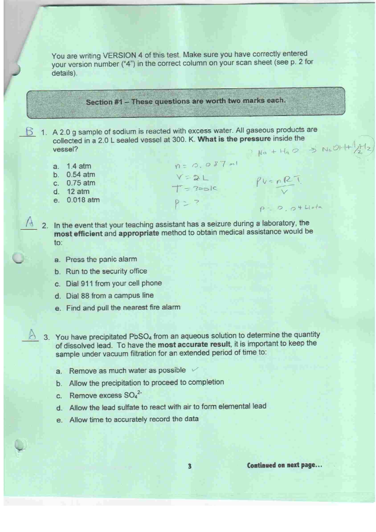CHEM 1A03 Midterm #1 2009 - Answer Key and Solutions - Studocu