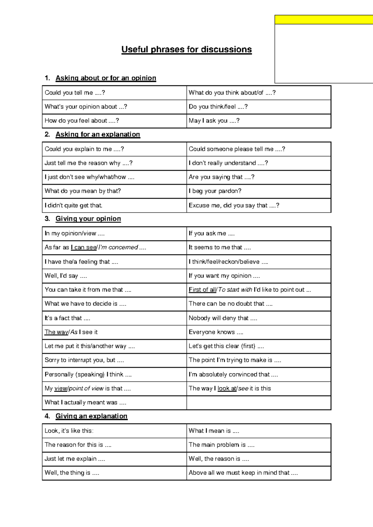 Discussion Language Phrases for Effective Communication - Studocu