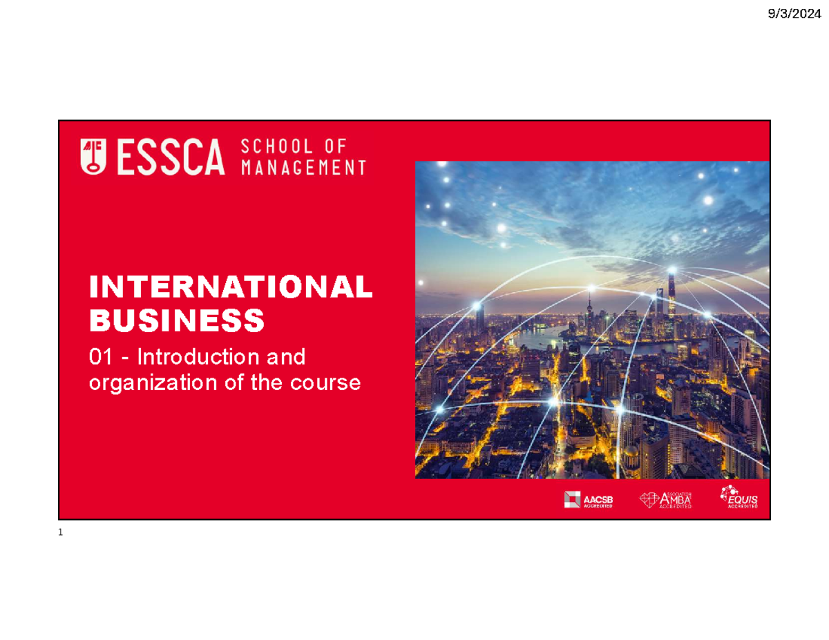 International Business 01: Course Overview and Project Guidelines 2024 ...
