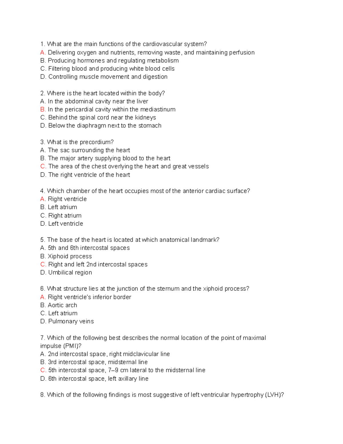 Health Assessment Lecture 2: Cardiovascular System Functions & Anatomy ...