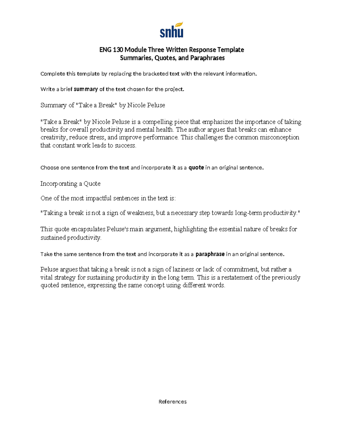 ENG 130 Module Three Written Response - Write a brief summary of the ...