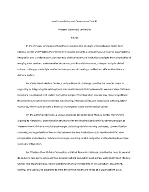 D546 - Healthcare policy and Governance - Studocu