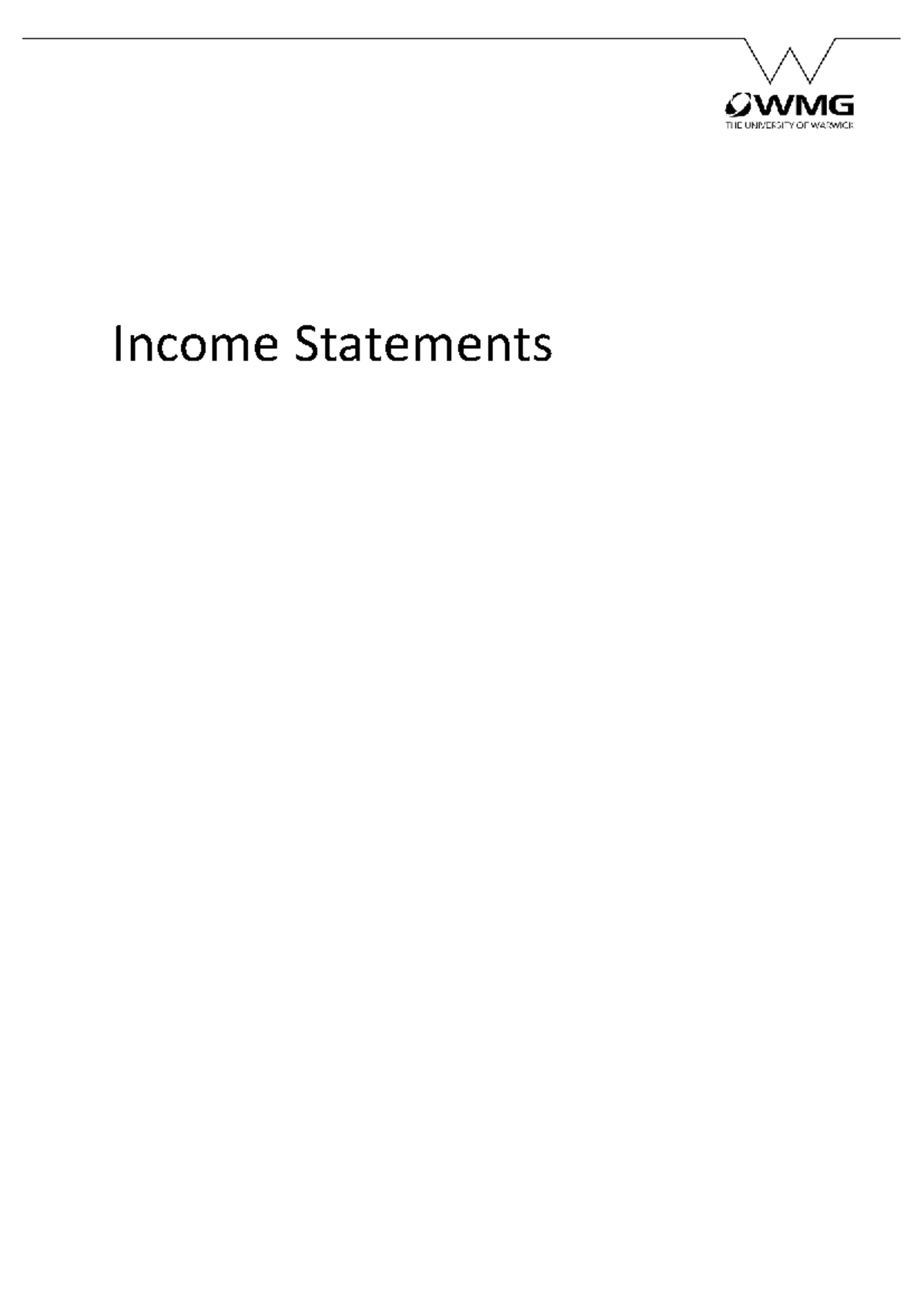 Income Statement Notes for Course 03b: Analysis and Concepts - Studocu