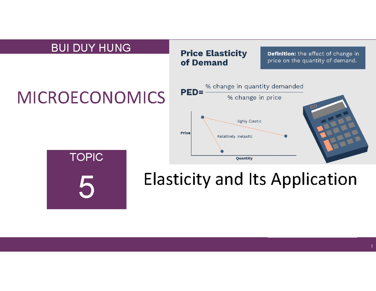 Microeconomics Topic 5: Understanding Elasticity Applications - Studocu