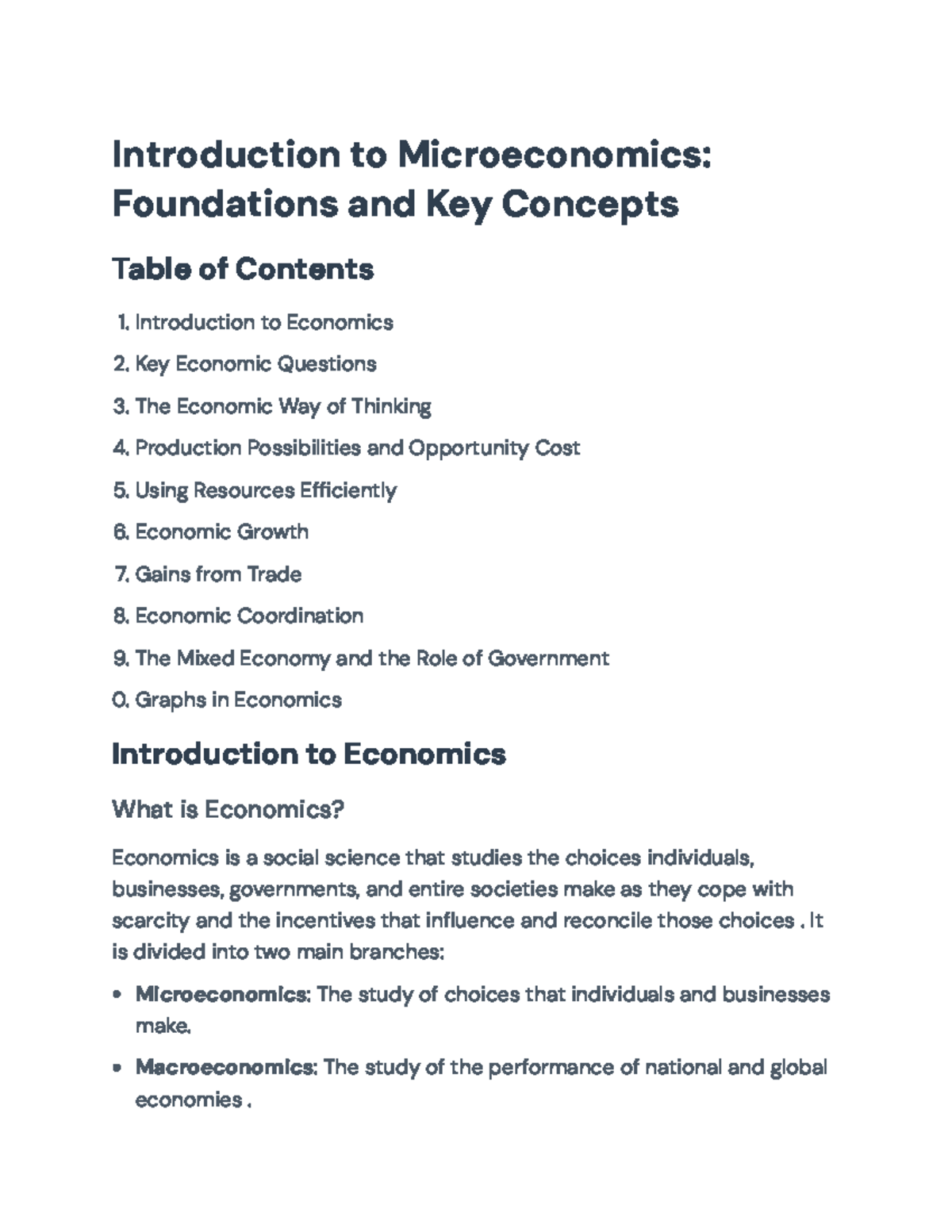 Introduction to Microeconomics: Key Concepts and Foundations ...