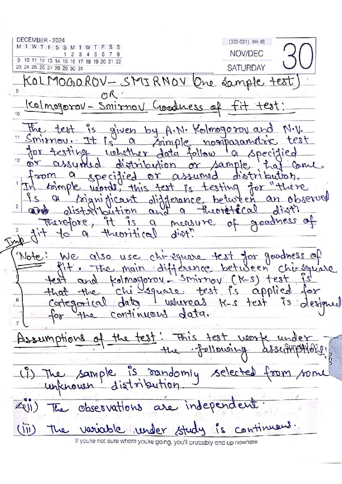 One Sample Goodness of Fit Test: Kolmogorov-Smirnov Method (MTWTFSS ...